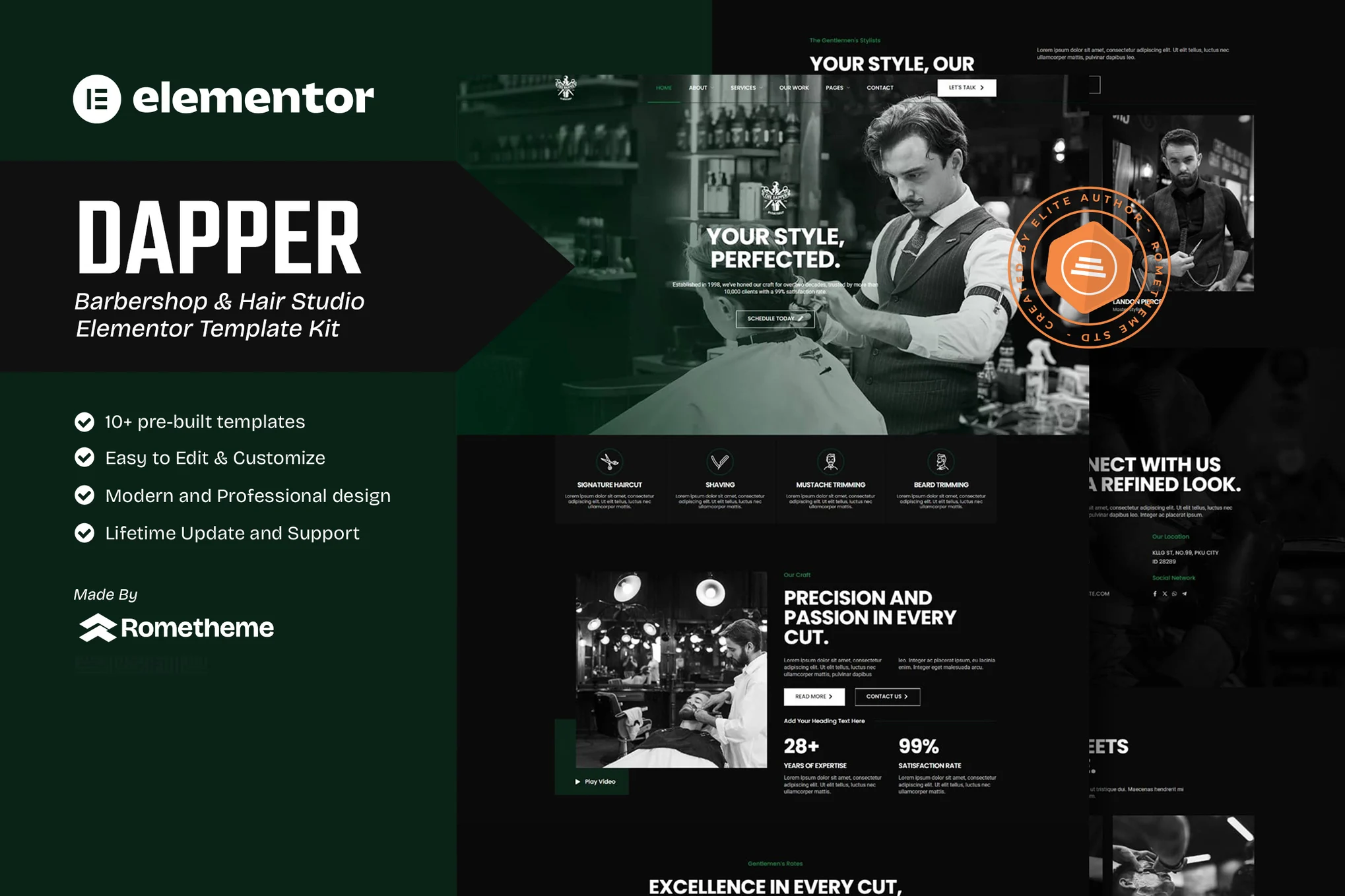Dapper - Hairdresser & Hair Studio Elementor Template Suite - Photon ...